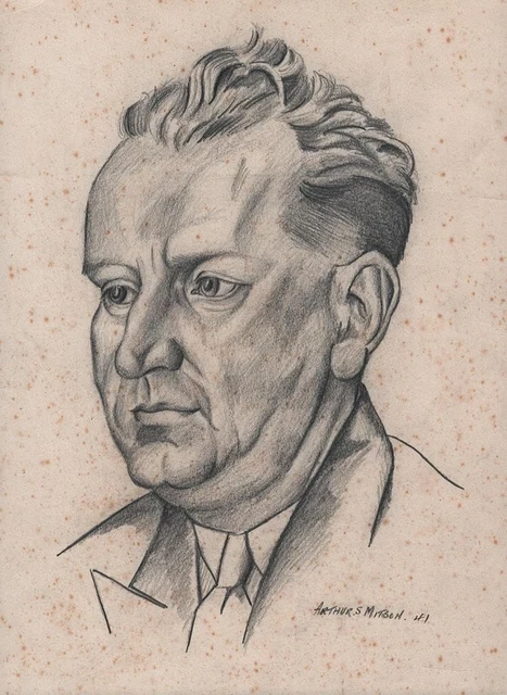ARTHUR MITSON ANTIQUE Pencil Drawing MALE PORTRAIT 1941 £25.00 ...