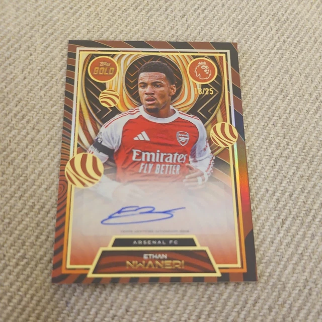 TOPPS GOLD PREMIER League 2025-26 Ethan Nwaneri Auto /25 Current Stars ...