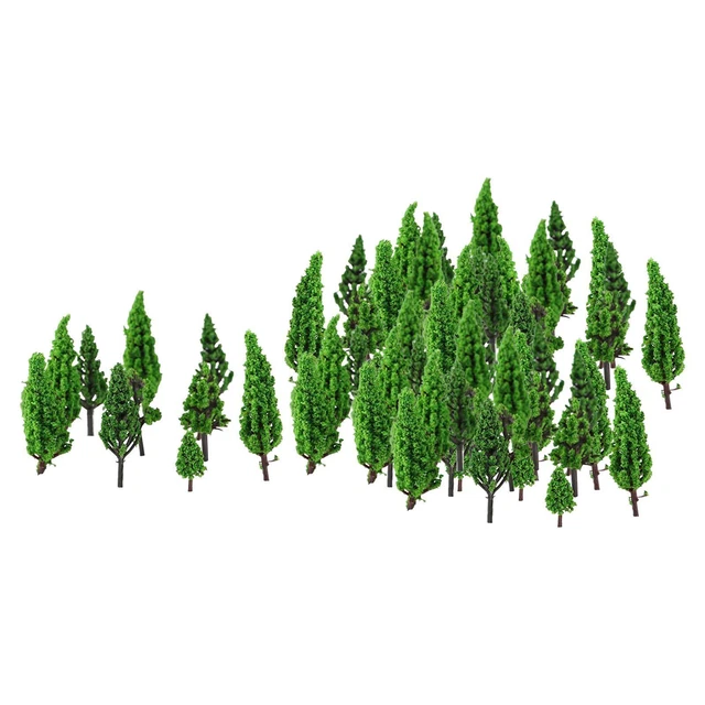50 PIECES TRAIN Scenery Mixed Miniature Trees for Model Train DIY ...