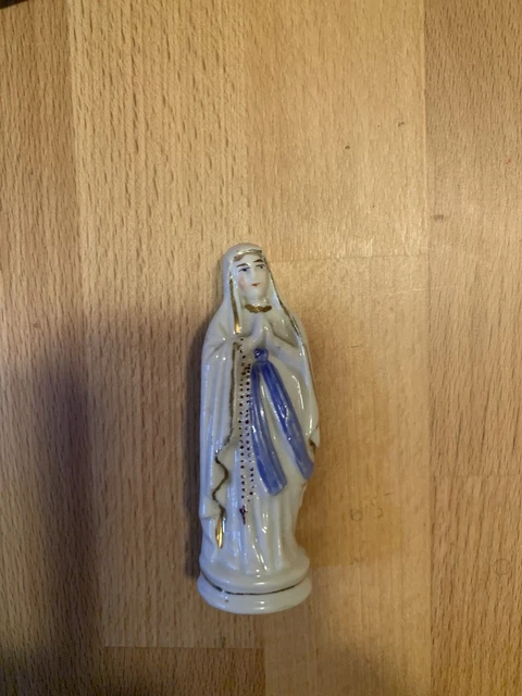 SCHMALE MADONNA FIGUR / Porzellan alt weiss blau gold Top Zustand EUR ...