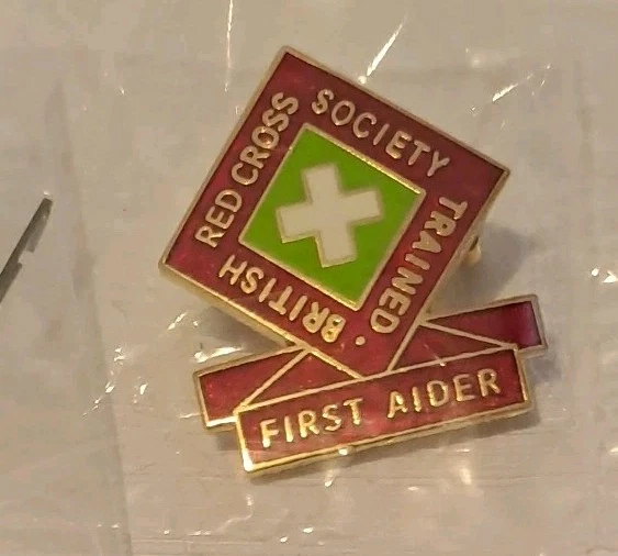 BRITISH RED CROSS Society Trained First Aider Enamel Pin Badge - New in ...