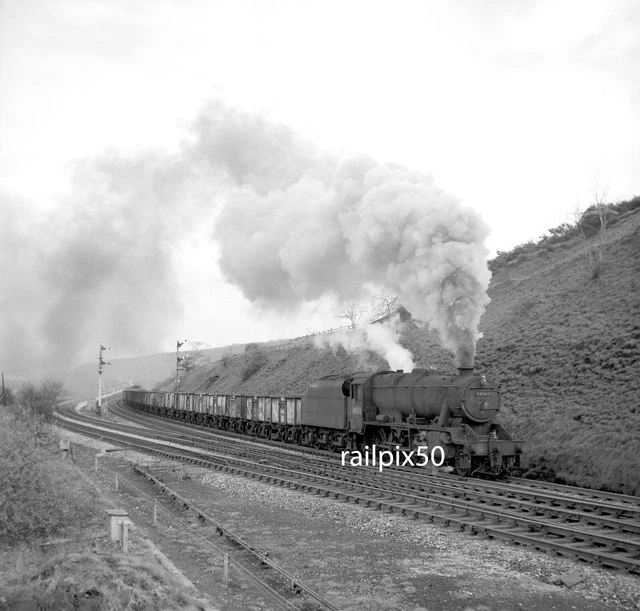 ORIGINAL LARGER RAILWAY NEGATIVE. Milner Royd L&Y. 8F steam loco 1966 ...