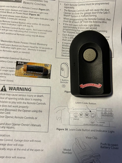 OVERHEAD DOOR ACSCTO type 1 garage door opener remote Control fresh ...