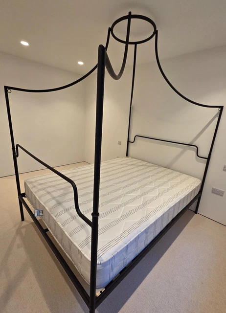 BLACK IRON KING size canopy four poster bed frame with mattress £414.70 ...