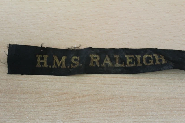 H.M.S. RALEIGH CAP Tally - Royal Navy Shore Establishment £6.50 ...