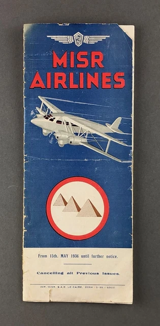 MISR AIRLINES TIMETABLE Summer 1936 Egypt Route Map £149.95 - PicClick UK