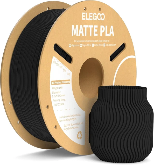 MATTE PLA FILAMENT Matte Black 1KG, 1.75Mm 3D Printer Filament ...