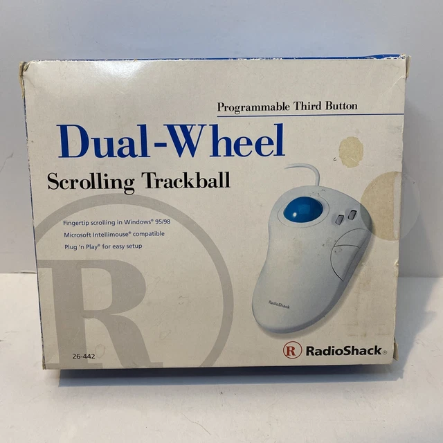 RADIO SHACK TRACKMASTER Trackball Mouse Dual Wheel 3 Button PS/2 ...