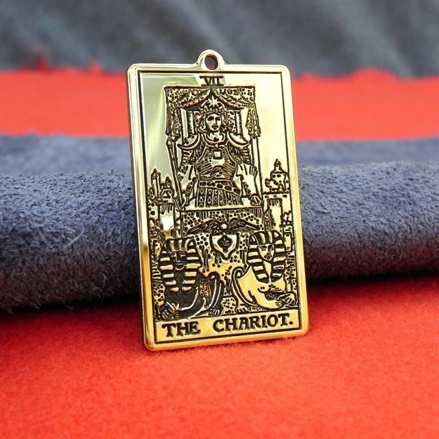 TAROT DECK CARD The Chariot, Seventh card, Major arcana brass, talisman ...