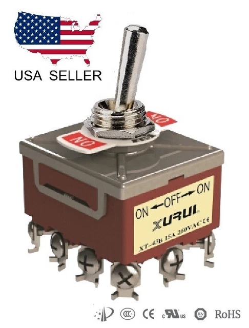 4PDT 4P2T 3 Position On-Off-On Toggle Switch 20A 125V, Screw Terminals ...