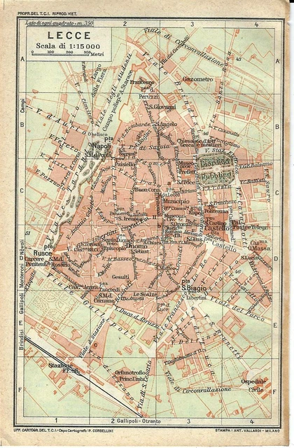 LECCE MAPPA TOURING Club 1926 Carta geografica EUR 14,00 - PicClick IT