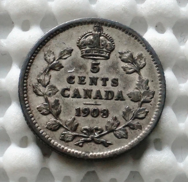 1908 LUSTROUS CANADA 5 Cent King Edward VII Silver Coin $36.65 ...