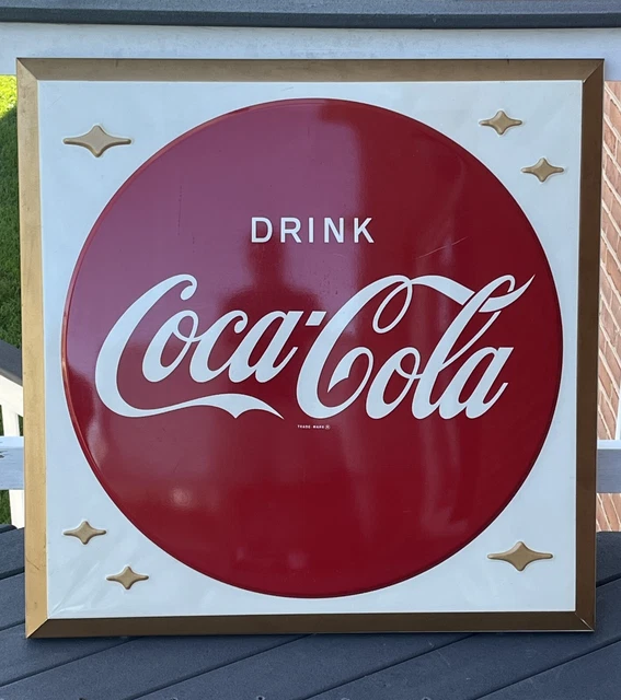 VINTAGE ORIGINAL COCA-COLA Coke Soda, "Atomic" Metal Sign AM47, Ex/Ex+ ...