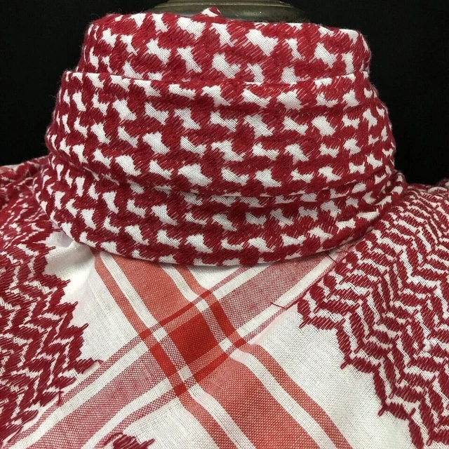 SHEMAGH KEFFIYEH RED Arab Scarf All Original Made In Palestine Kufiya ...