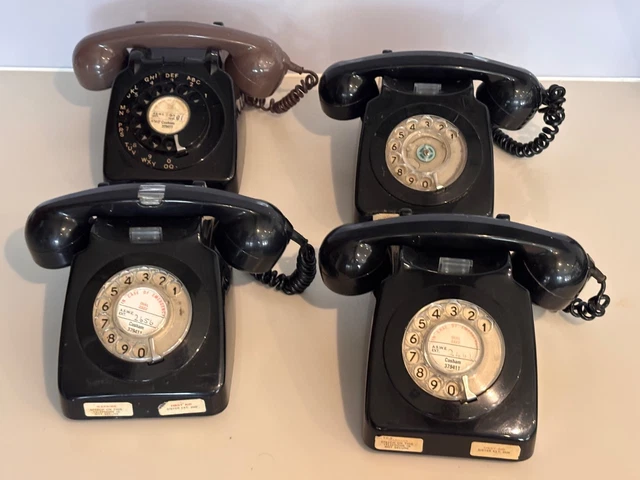 4 VINTAGE DIAL Telephones Untested, prop or conversion: classic black ...