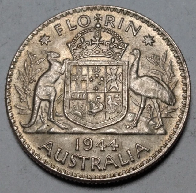 1944 (M) AUSTRALIA Florin - Silver - Minted in Melbourne - Two ...