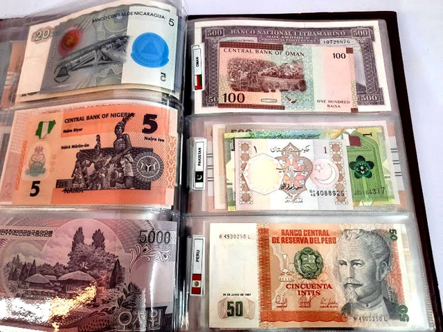 50PCS DIFFERENT WORLD Banknotes from 50 countries Lot + Currency Note ...