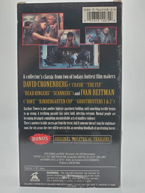 SHIVERS – DIRECTOR’S Cut (1999) VHS – Avalanche – Canadian $21.99 ...