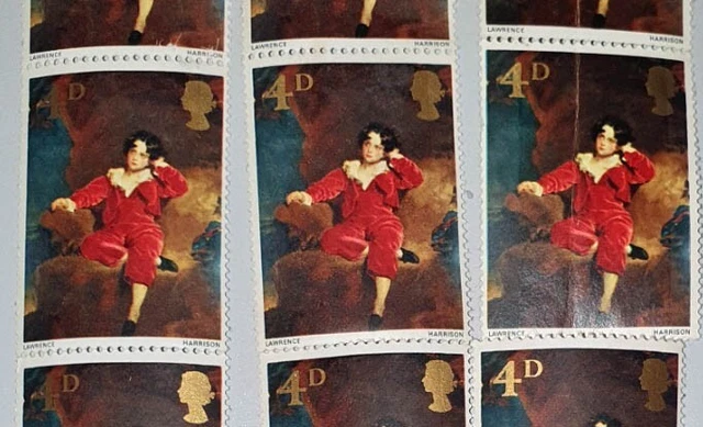 15X UNUSED LAWRENCE Harrison Paintings 4d Stamps GREAT BRITAIN unused ...