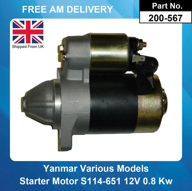 STARTER MOTOR FOR Yanmar All L Series , L40 L48 L60 L70 L90 L100 S114 ...