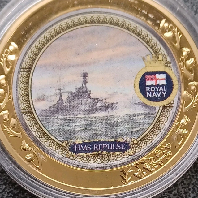 SHIPS OF THE Royal Navy HMS REPULSE. 40 mm Colourised Coin. £6.49 ...