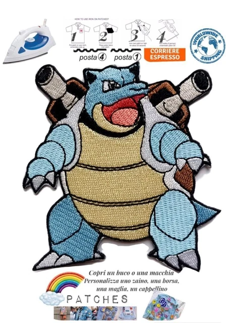 PATCH BLASTOISE POKÉMON toppa termoadesiva iron on monster cannoni spara acqua EUR 6,49 ...