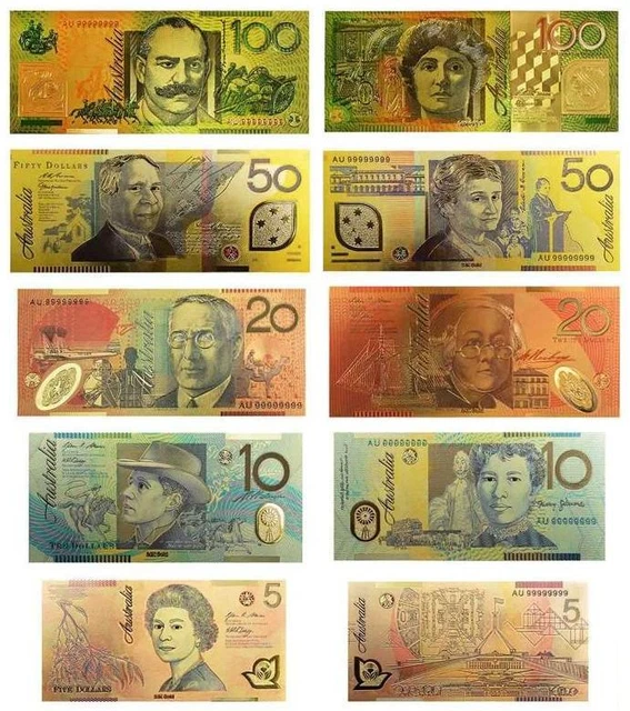 24KT LIMITED EDITION Gold Colour Australian Bank Note Set Rare Banknote ...