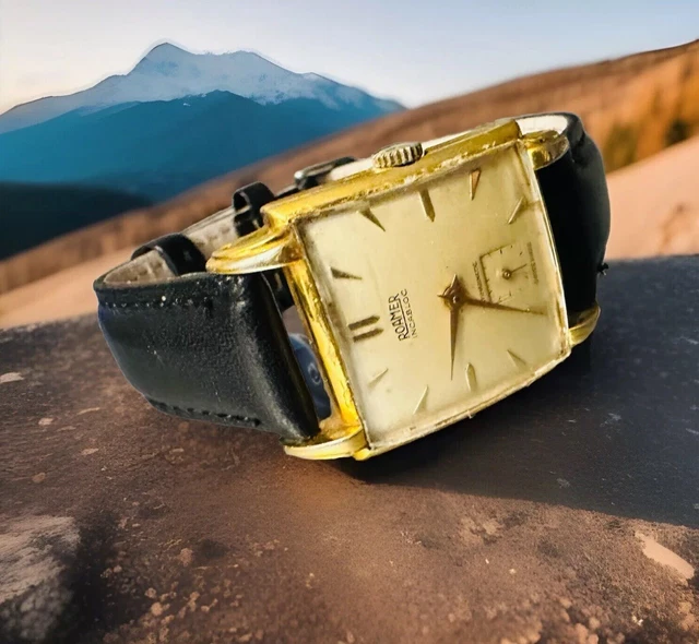 AUTHENTIC RARE ROAMER Square Incabloc Hand Wind Swiss Mens Watch ...
