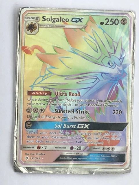 SOLGALEO GX POKEMON card 155/149 rainbow secret rare Sun & Moon with ...