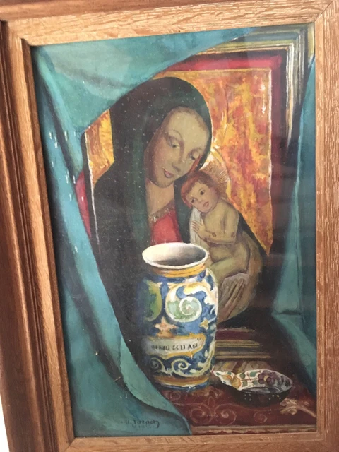 GEMÄLDE GOUACHE PAPIER Eingerahmt Albert Jarach 1955 Stillleben Jungfrau Sign EUR 190,32 ...