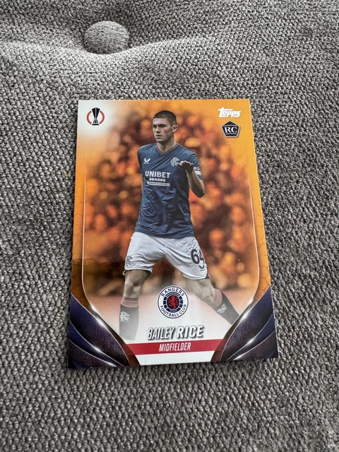 CARTA RC AMMIRAGLIA Bailey Rice Rangers arancione/25 Topps UEFA UCC ...