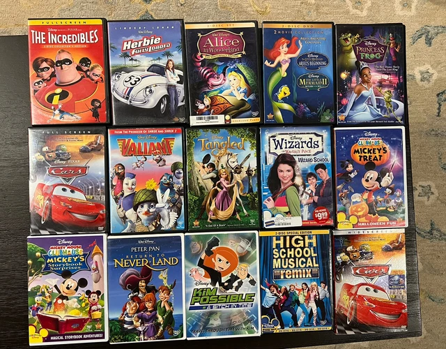 DISNEY DVD LOT of 15, Cars, Little Mermaid, Tangled, Peter Pan, + See ...