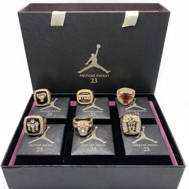 MICHAEL JORDAN MJ Chicago Bulls 6 Rings Set in Box NBA Collectible ...