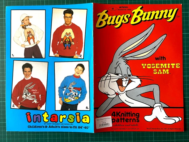 BUGS BUNNY JUMPERS Knitting Patterns Intarsia Gary Kennedy 24"-44" - DK ...