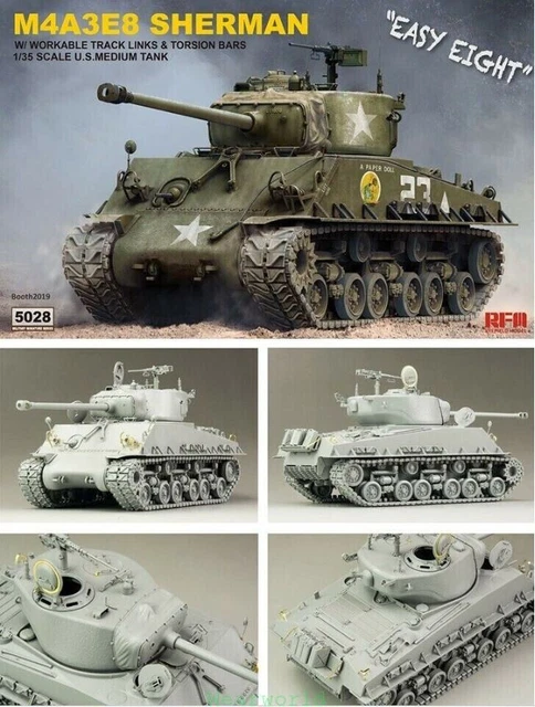 RYE FIELD 1/35 Scale M4A3E8 SHERMAN with workable track links#5028 £39. ...
