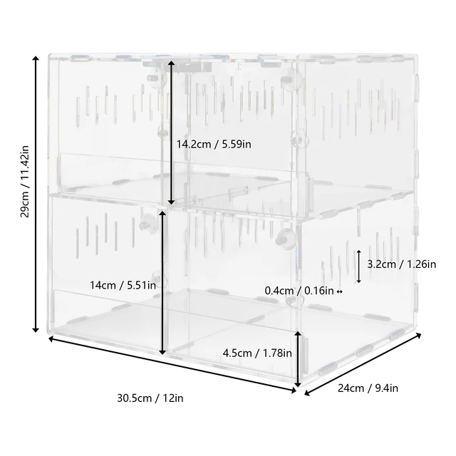 4 GRID ACRYLIC Reptile Enclosure Lizard Snake Insect Mesh Cage Clear ...