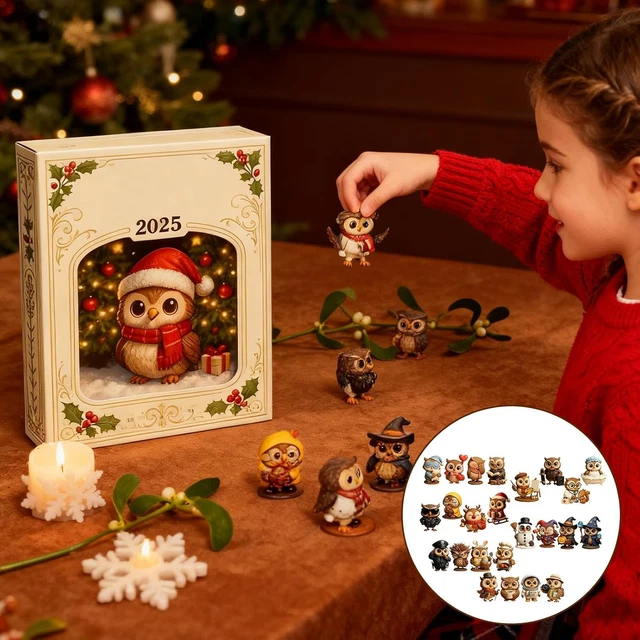 EULEN-ADVENTSKALENDER 2025, 24-TAGE Eulen-Ornament Countdown-Kalender ...