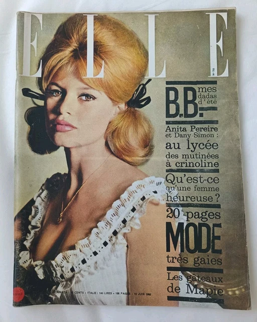 BRIGITTE BARDOT 1960 ELLE France Paris 60s style fashion magazine cover Bridget EUR 25,00 ...