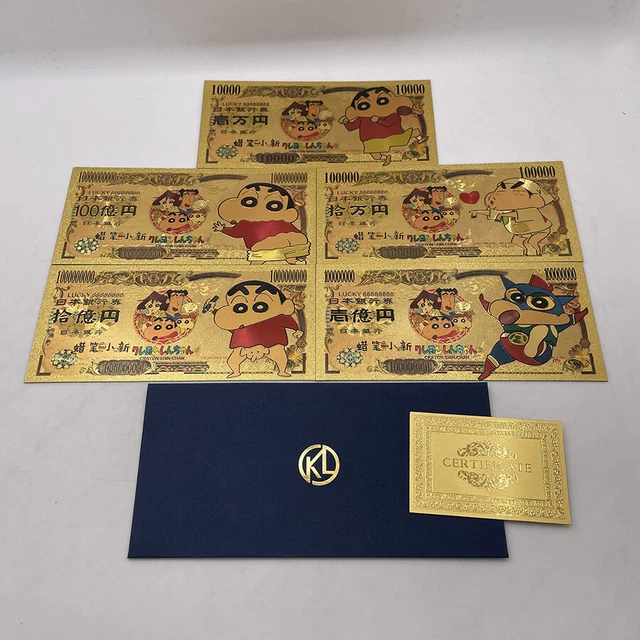 5 MODELS CRAYON Shin Chan 24k Anime gold plated banknote manga card ...