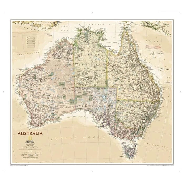 NATIONAL GEOGRAPHIC MAPS: Australia Classic Wall Map BRAND NEW £9.99 ...