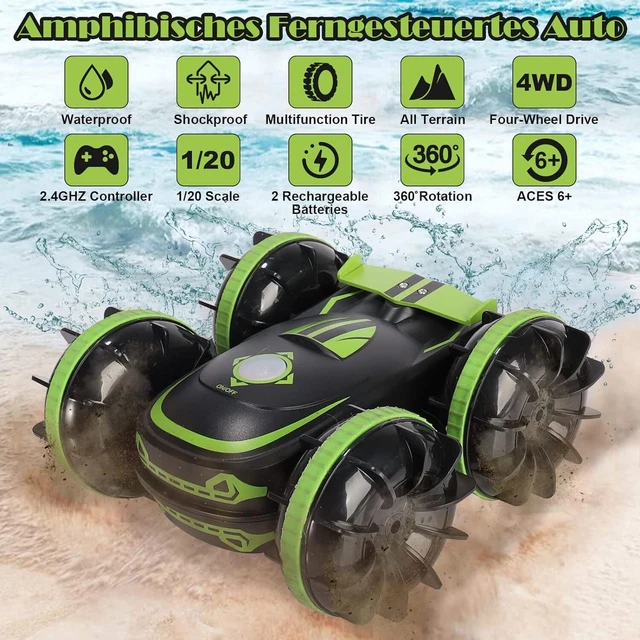 AMPHIBIOUS REMOTE CONTROL Double Sided 360 Car 2.4 GHz W/ Gesture ...