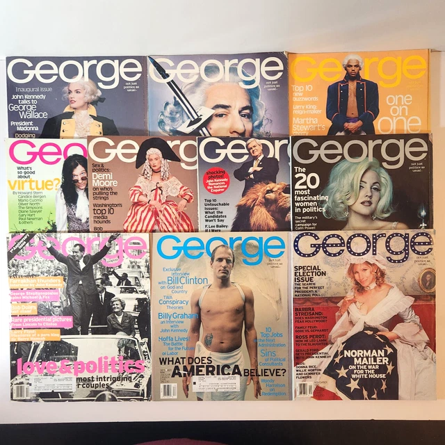 GEORGE MAGAZINE LOT JFK Jr Complete Inaugural Year Set 10 Issues 1995 ...