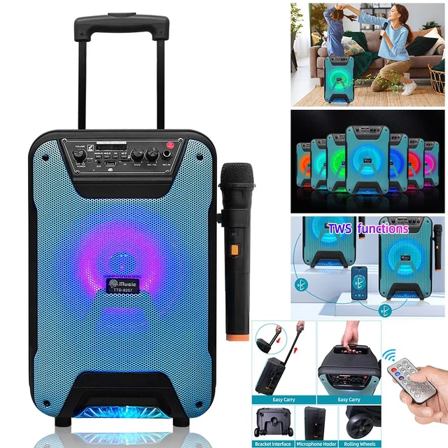 8& PORTABLE BLUETOOTH Speaker Heavy Bass Karaoke Machine Subwoofer ...
