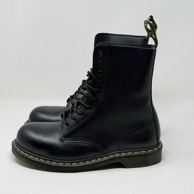 DR MARTENS 1919 Steel Toe Combat Boots Mens 11 Womens 12 Black Leather ...