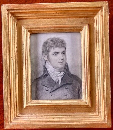 FINE GEORGIAN PORTRAIT Miniature Handsome Young Gentleman Mourning Hair ...