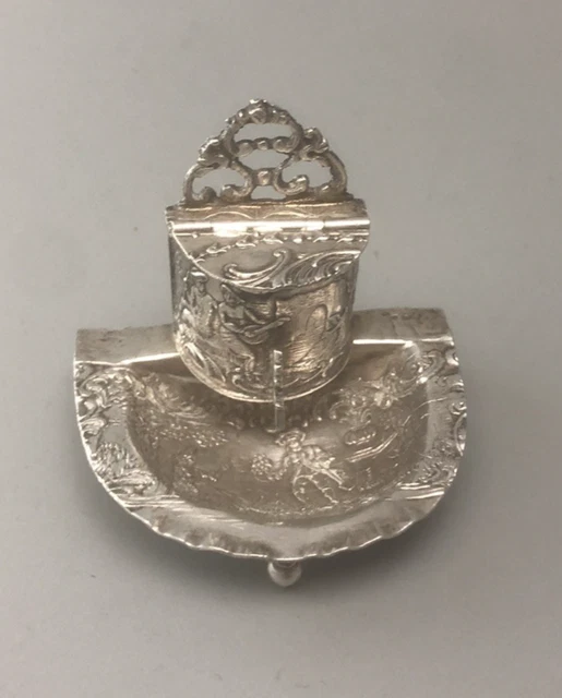 ANTIQUE GERMAN 800 Grade Silver Miniature Water Font 27g DEZX £80.00 ...