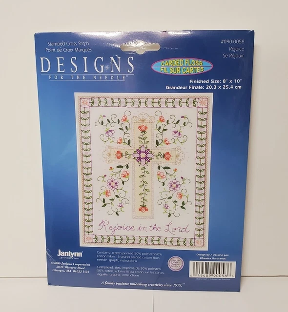 JANLYNN DESIGNS FOR The Needle "REJOICE in the Lord " Cross Stitch Kit ...