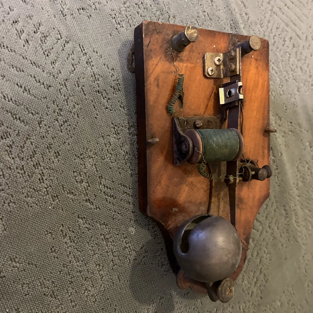 VINTAGE WOODEN TELEPHONE Bell Box with sheep bell for the bell! £10.79 ...