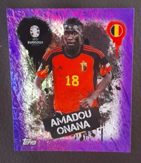 TOPPS UEFA EURO EM 2024 -Sticker BEL 3 Amadou Onana purple lila ...