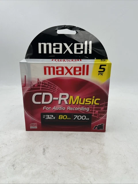 MAXELL 5 PACK CD-R Music For Audio Recording 32x 80min 700MB Recordable ...